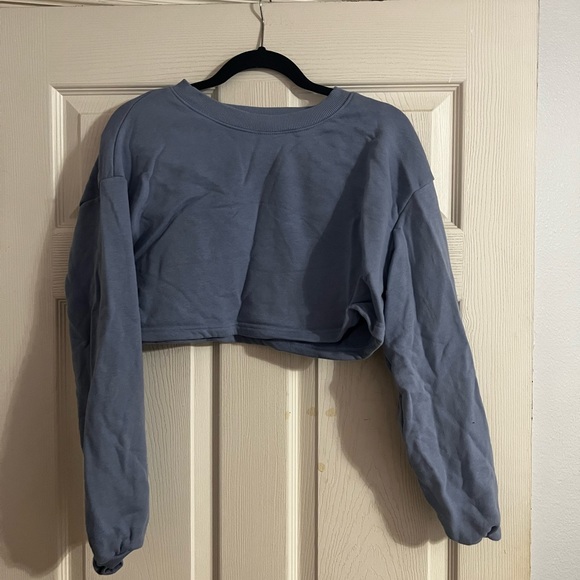 SHEIN | Tops | Shein Crop Top Baby Blue Sweatshirt | Poshmark